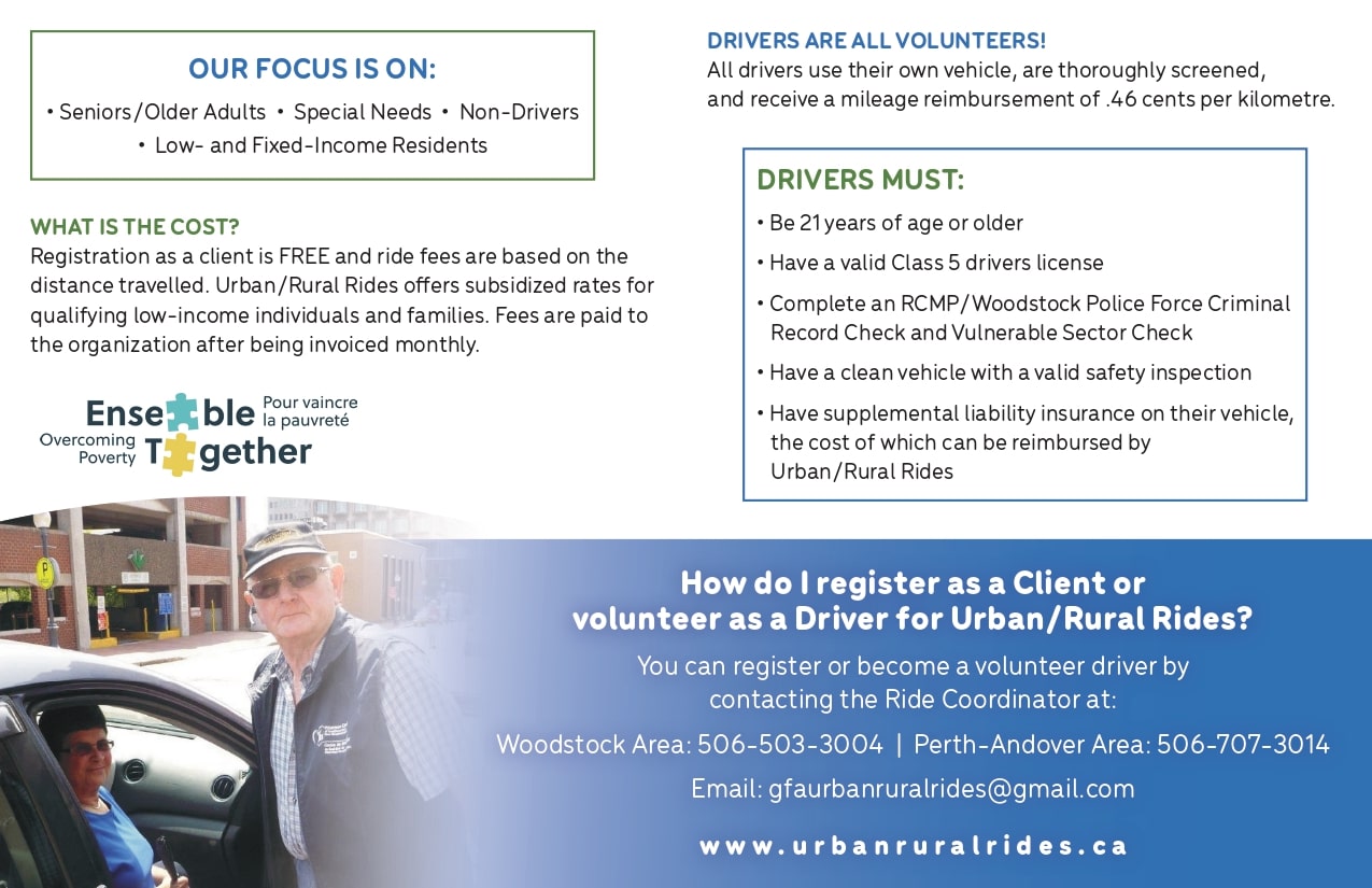Volunteer Drivers: Urban/Rural Rides DRIVERS NEEDED!